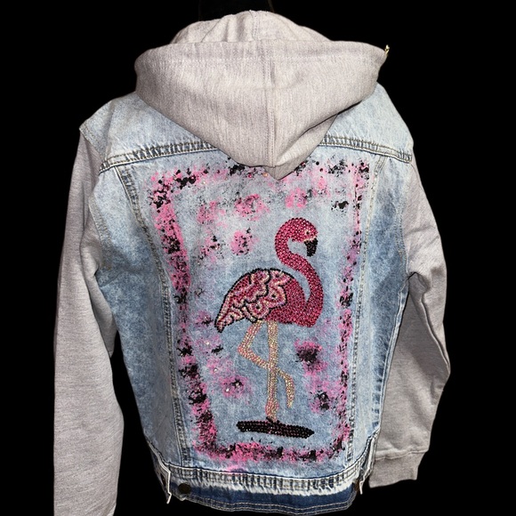 Pamynthia Designs | Jackets & Coats | Flamingo Embellished Hooded ...